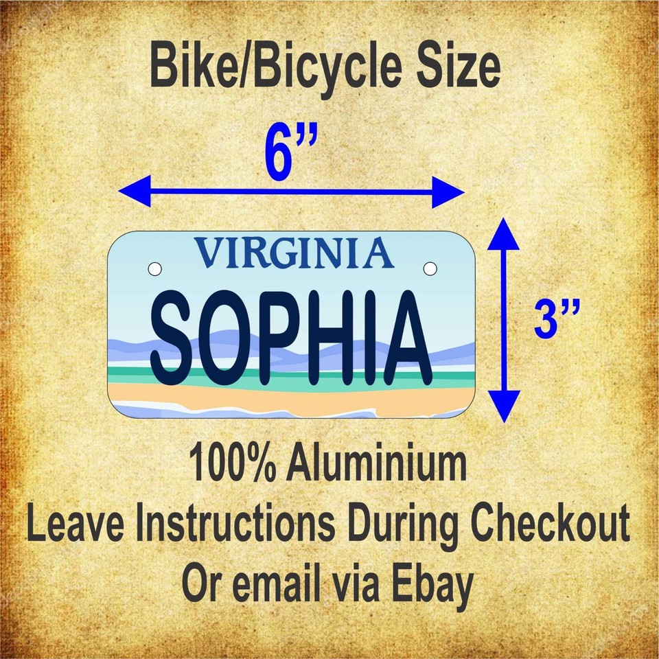 50 States Any Text Personalize Custom 3"x6" Bike Bicycle License Plate ...