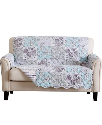 Reversible Floral Patchwork Furniture Protector Scalloped Edge Stain ...
