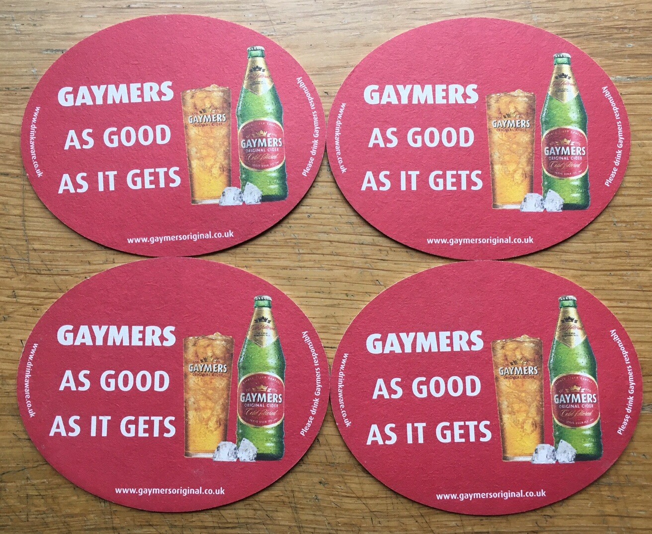 4 X Gaymers Cider Beer Bar Mats Mancave | eBay