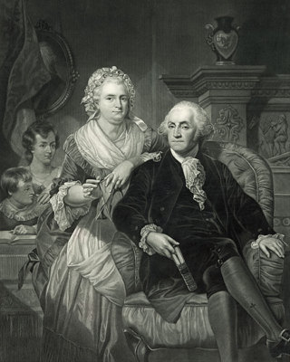 GEORGE WASHINGTON AND FAMILY AT HOME ENGRAVING 8x10 GLOSSY PHOTO PRINT ...