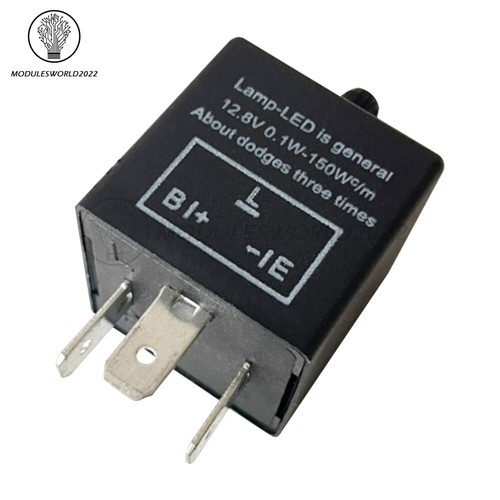 12V 3Pin LED Flash Relay Adjustable Freauency Turn Signal Light Relay ...