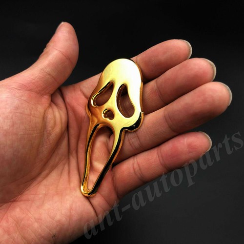 1*3D Golden Metal Skull Skeleton Ghost Car Trunk Rear Emblem Badge ...