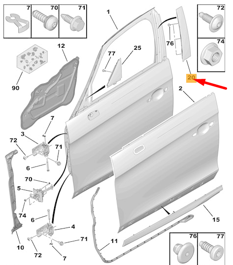CITROËN DS5 Front Left Door B-Pillar Window Frame Trim 96874098XK NEW ...