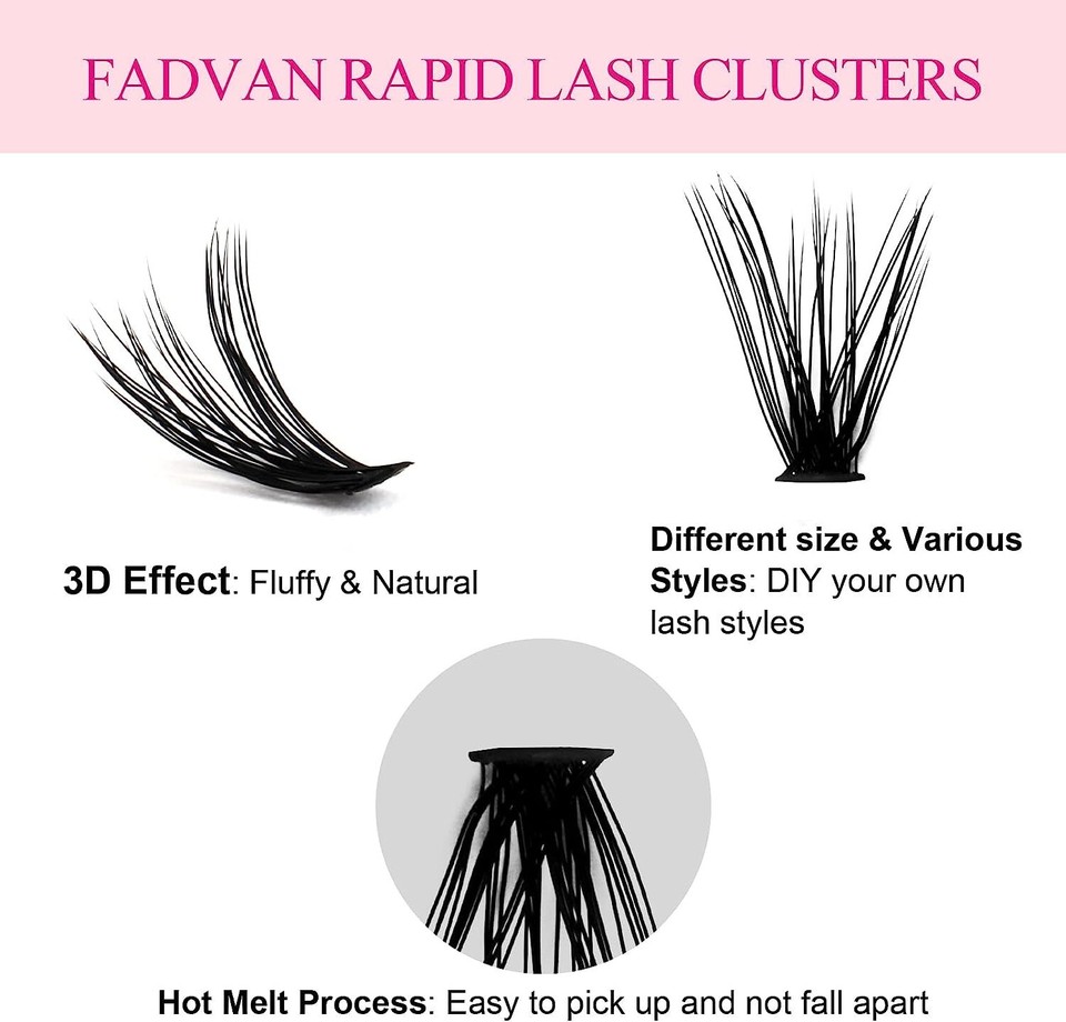 Fadvan Cluster Eyelashes Natural Curl Lash Individual Lashes Thick ...