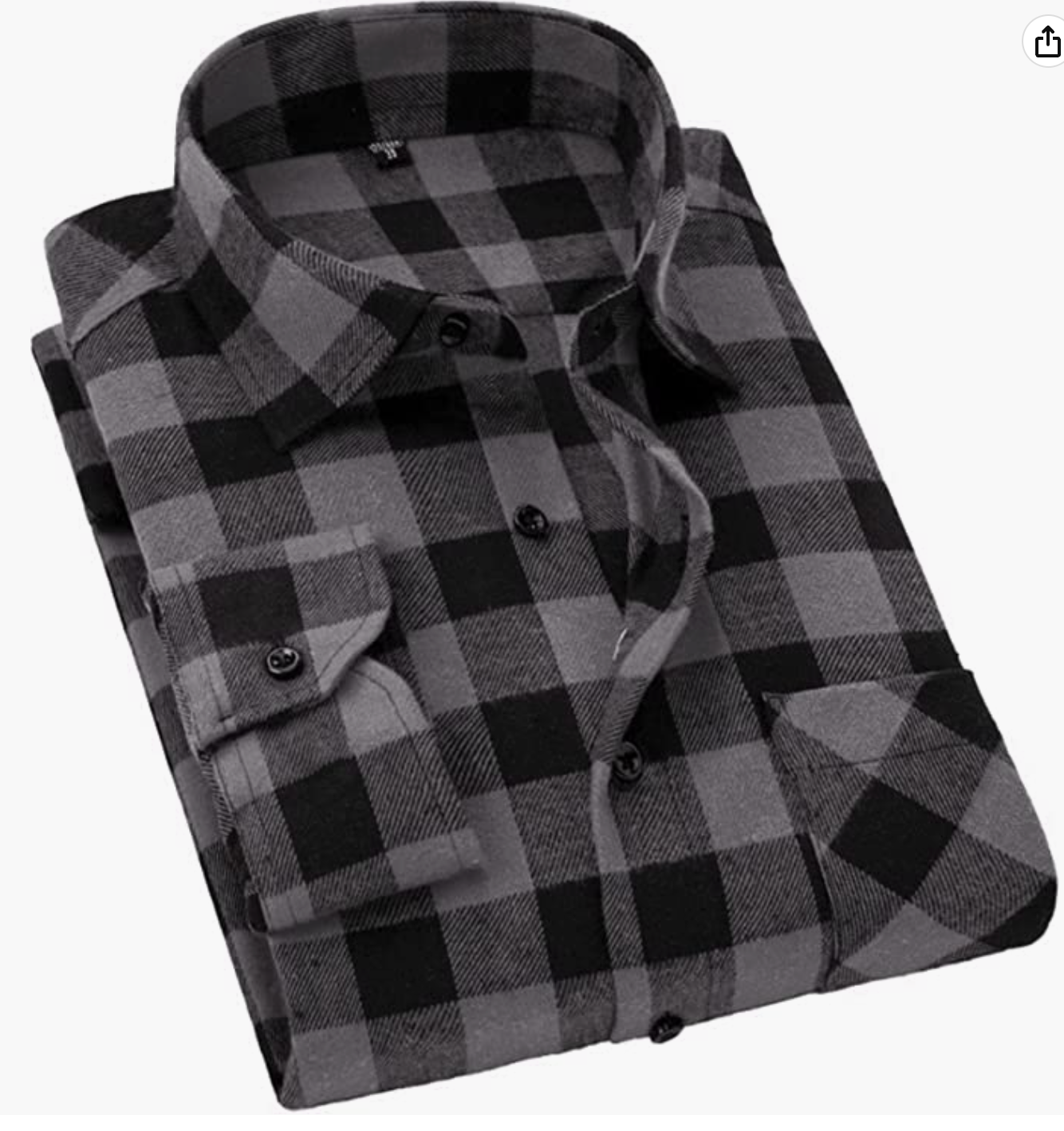 New - Mens Grey/Black Buffalo Plaid Flannel Shirt Button Chest Pocket - Medium | eBay