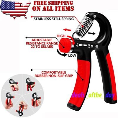Hand Grip Strength Power Trainer Gripper Strengthener Adjustable Gym ...