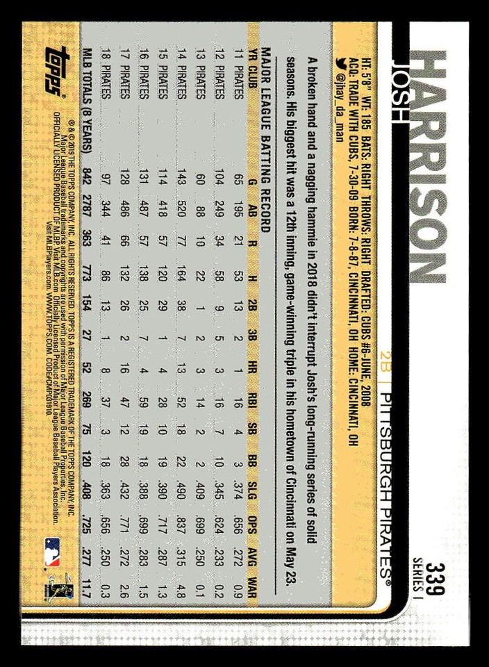 2019 Topps #339 Josh Harrison All-Star Game Foil Stamp | eBay