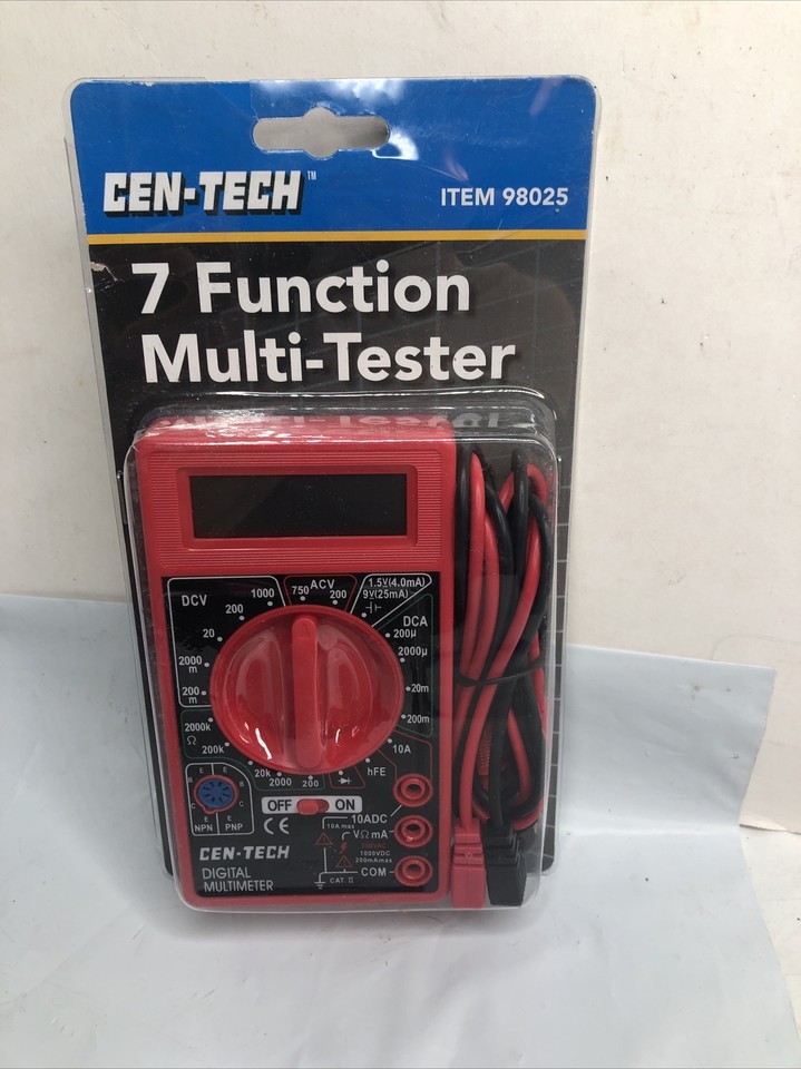 NEW Cen-Tech 7 Function Electrical Digital Multimeter With 32” Leads ...