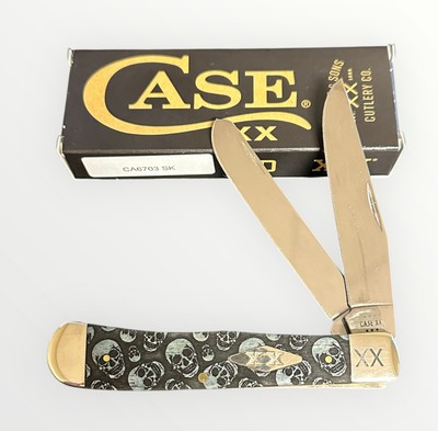 Case XX USA Smooth Gray Bone SKULL Blackout XX Trapper 1/500 Pocket ...