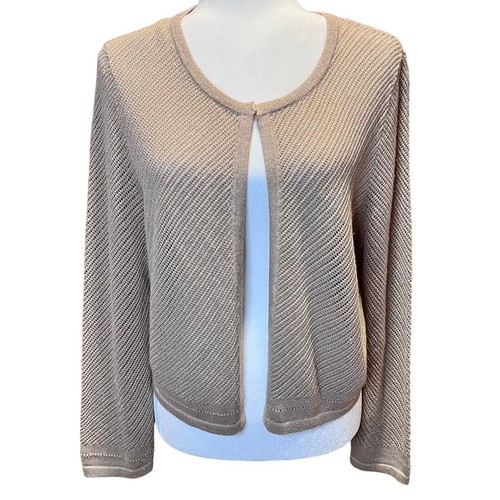 NWT: TALBOTS Beige Sheer Sweater Cardigan W/ Gold Metallic Shimmer ...