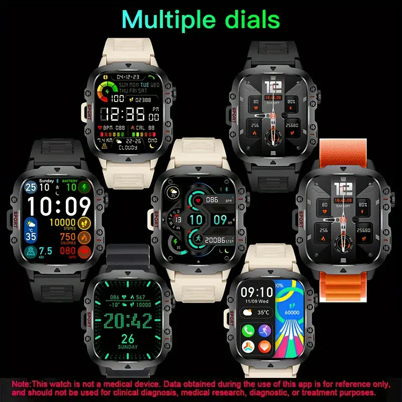 New Rugged Smart Watch Men Wireless Call IP68 Waterproof Sport Fitness ...