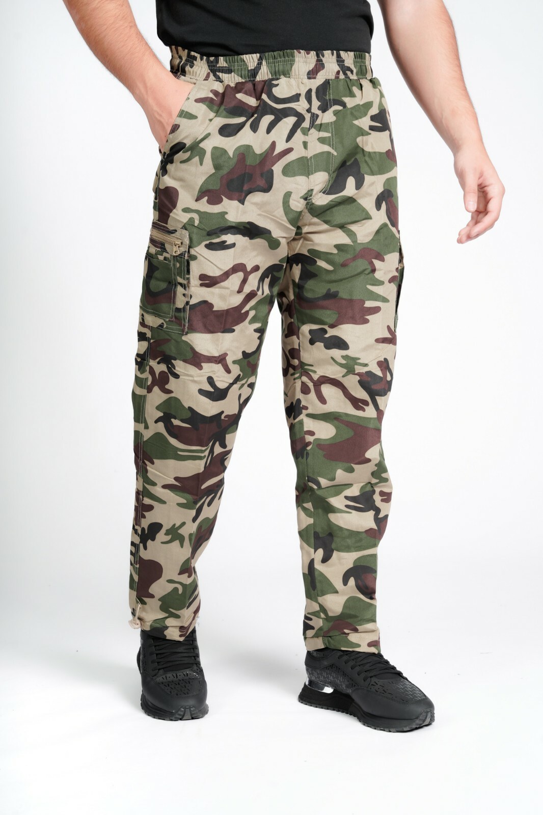 Mens Fleece Lined Thermal Cargo Trousers Pants Elasticated Combat ...