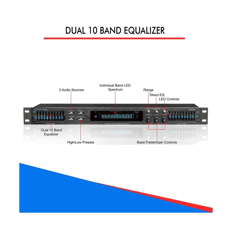 Technical Pro Dual 10 Band Professional Stereo Equalizer with Individual LED ... 610370129753 | eBay
