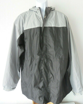 MACK RUSSO JACKET Sz XL Black Gray Hood Hooded Wind Rain Windbreaker ...