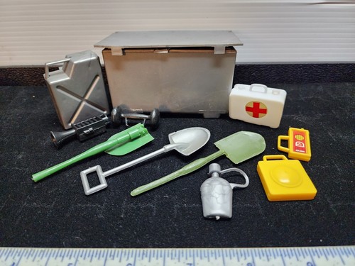 Vintage Big Jim GI Joe Supply Lot Box Shovels 1st Aid Canteen Radio Gas ...