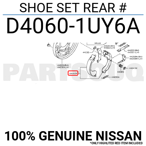 D40601UY6A Genuine Nissan SHOE SET REAR # D4060-1UY6A | eBay