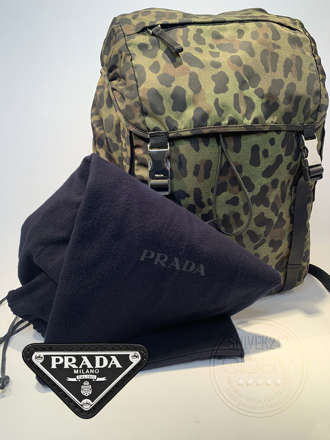 PRADA BACKPACK CAMO CAMOUFLAGE LEOPARD GREEN ZAINO UNISEX *FREE FAST ...