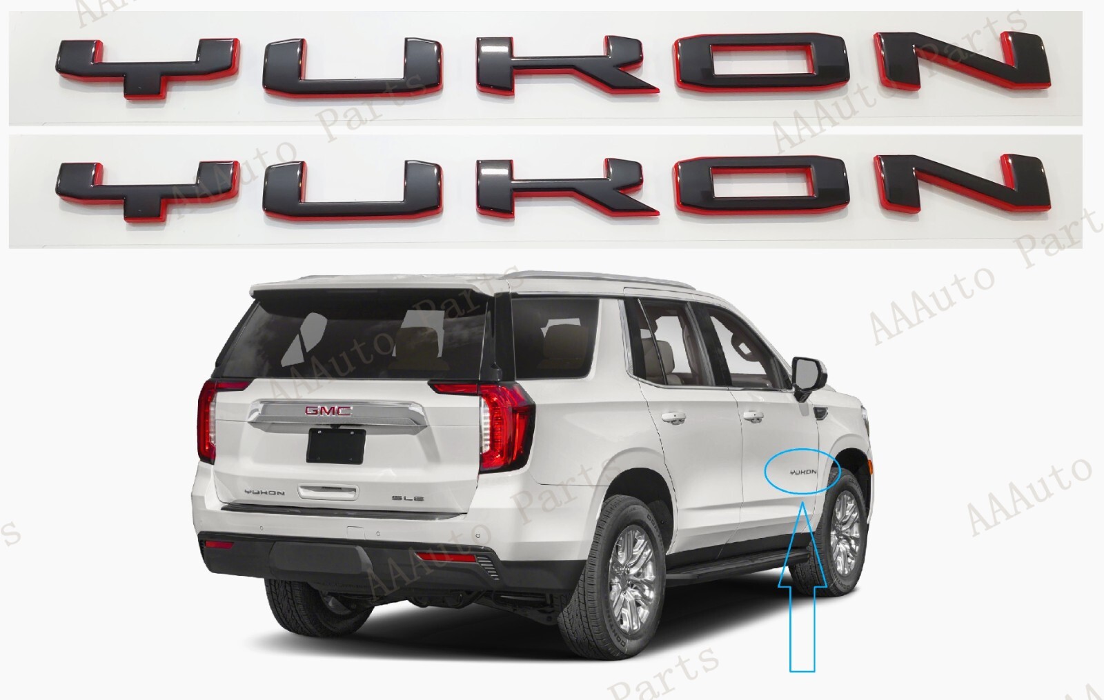 GMC Yukon Yukon XL YUKON Emblems Letter Side Door Emblems Gloss Black ...