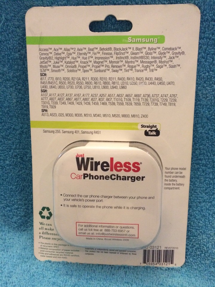 JUST WIRELESS SAMSUNG A/C PHONE CHARGER FITS 255, 401, R451 Plus Many ...