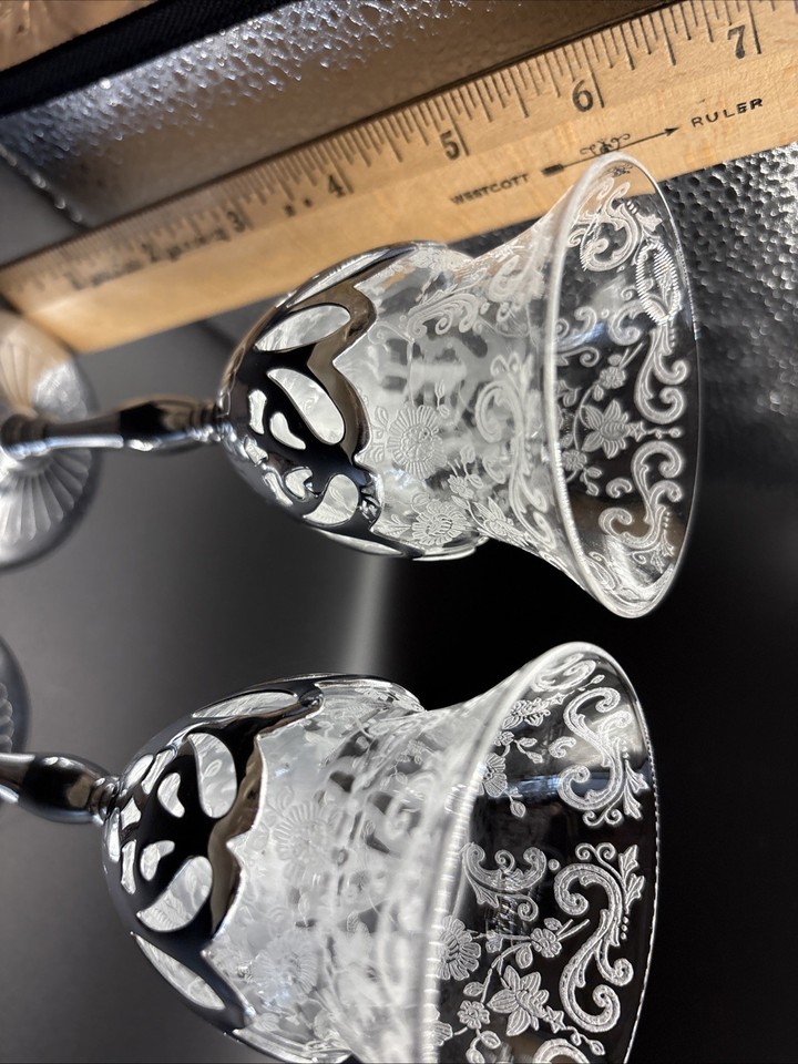 CAMBRIDGE GLASS CHANTILLY ETCH 3 OZ CORDIALS FARBER BROS FILIGREE ...
