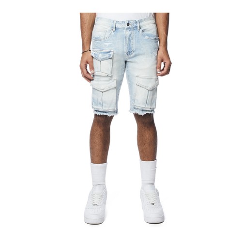 Smoke Rise Men's Santorini Blue Rip & Repair Cargo Shorts JS24131 | eBay