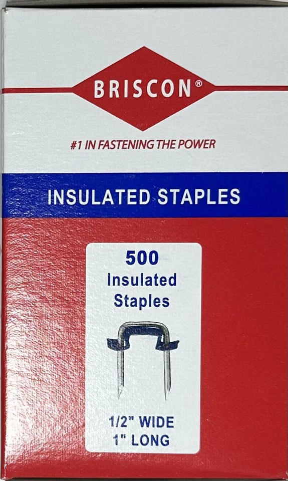 (Box of 500) Briscon SN-40-IB Zinc Plated Insulated Cable Staples 1/2 ...