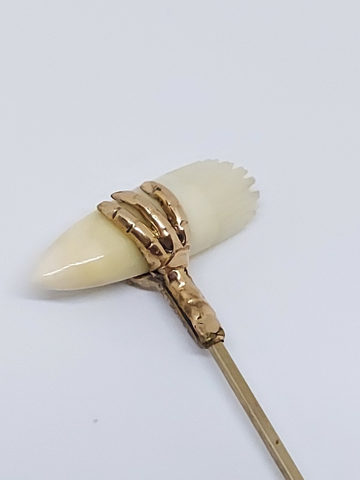 Antique Victorian Eagle Claw Stick Pin Gold Tone Carved Tooth | eBay