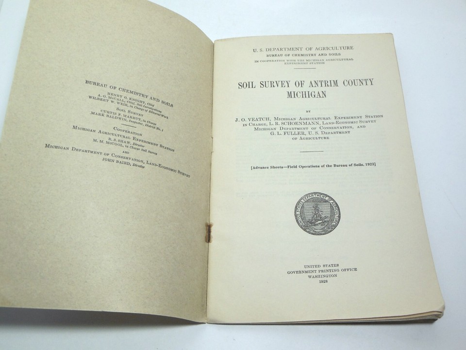 Antrim County Northern Michigan Soil Survey 1928 with Large Color Fold ...
