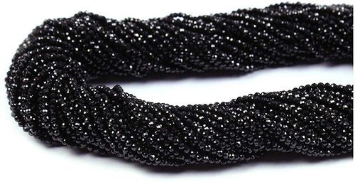 3to4mm Natural Black Spinal Faceted rondelle semi Precious Gemstone 2 ...