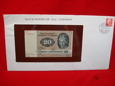 DENMARK 20 KRONER - 1981 SERIES 1972 NOTE- CH CRISP UNC IN DISPLAY ENV ...