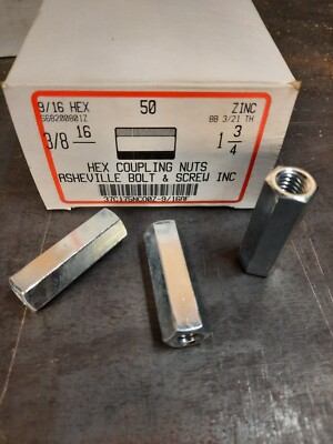 3/8-16 X 1 3/4L X 9/16 Hex Rod Coupling Nuts Threaded Rod Connectors ...