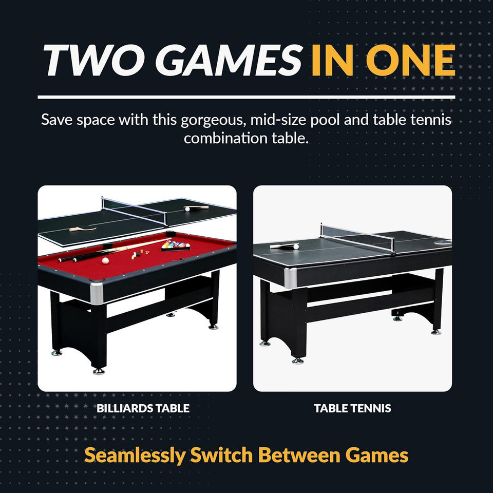 Spartan 6 Ft Pool Table, with Ping Pong Multi Game Combo Tables for ...
