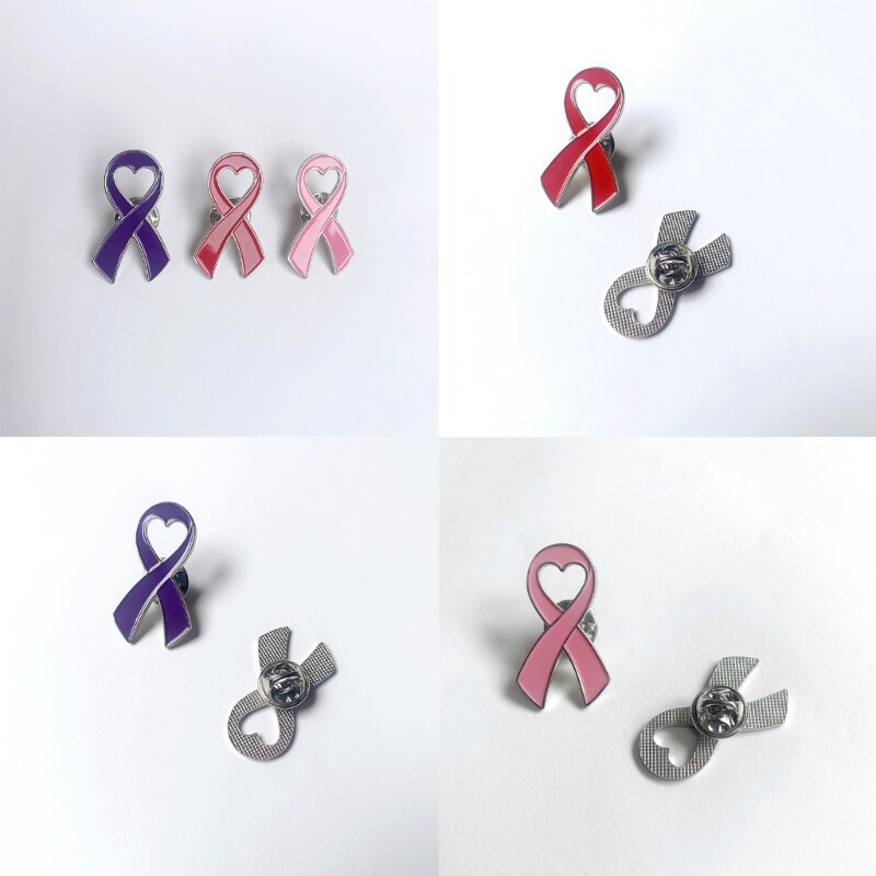 20pcs Heart Ribbon Brooches Badge Breast Cancers Health Care Pin Women ...