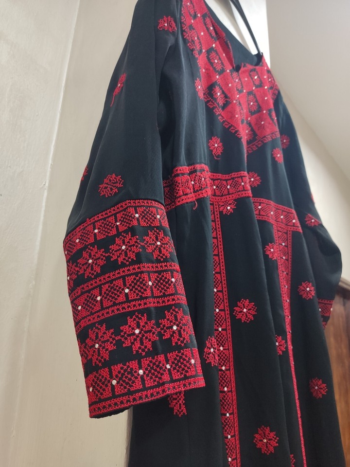 3 Pcs Embroidered Tatreez Thobe Arabic Palestinian Jordanian Dress Thob ...