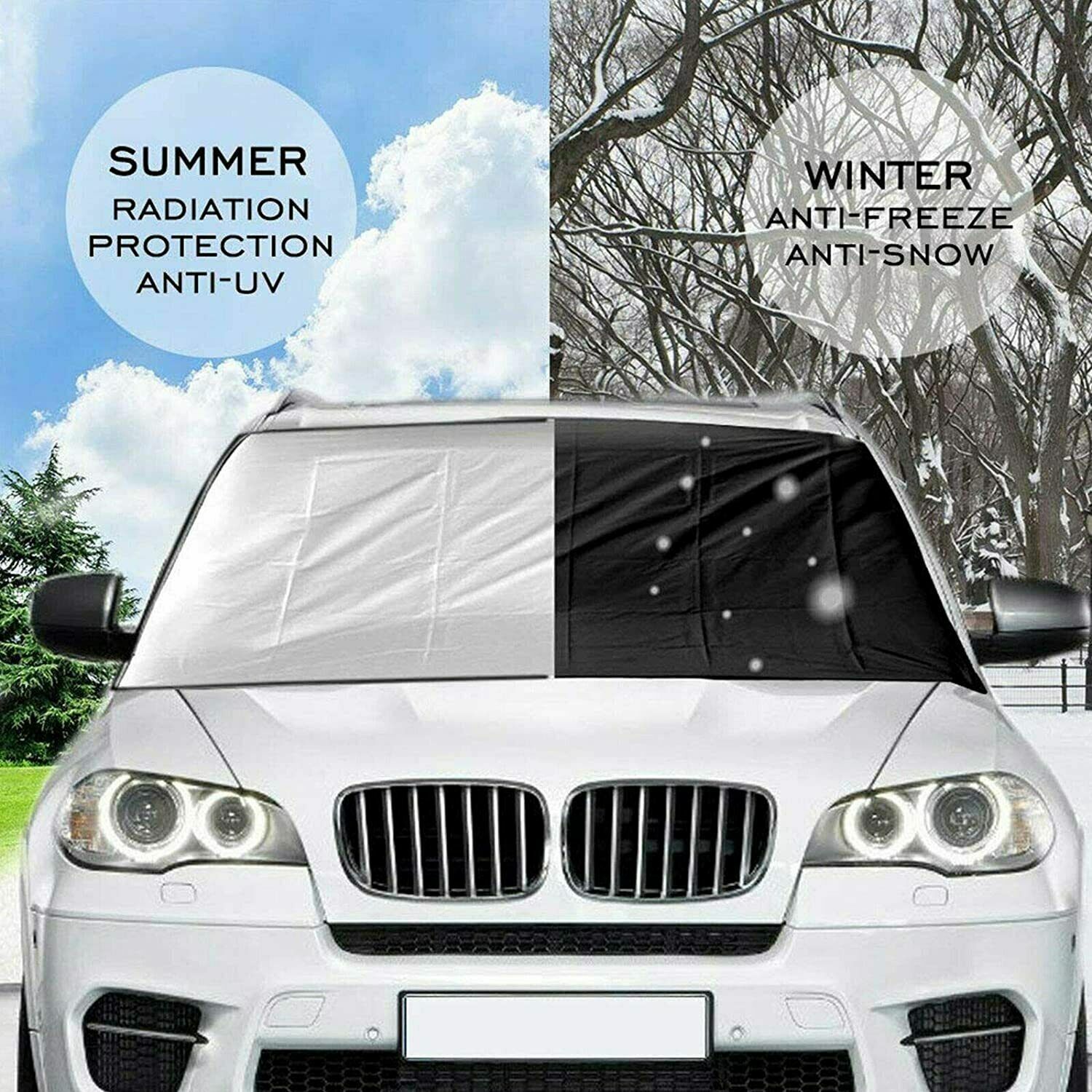 Magnet Car Tarp Snow Protect Cover Windshield Ice Sun Frost Protector ...