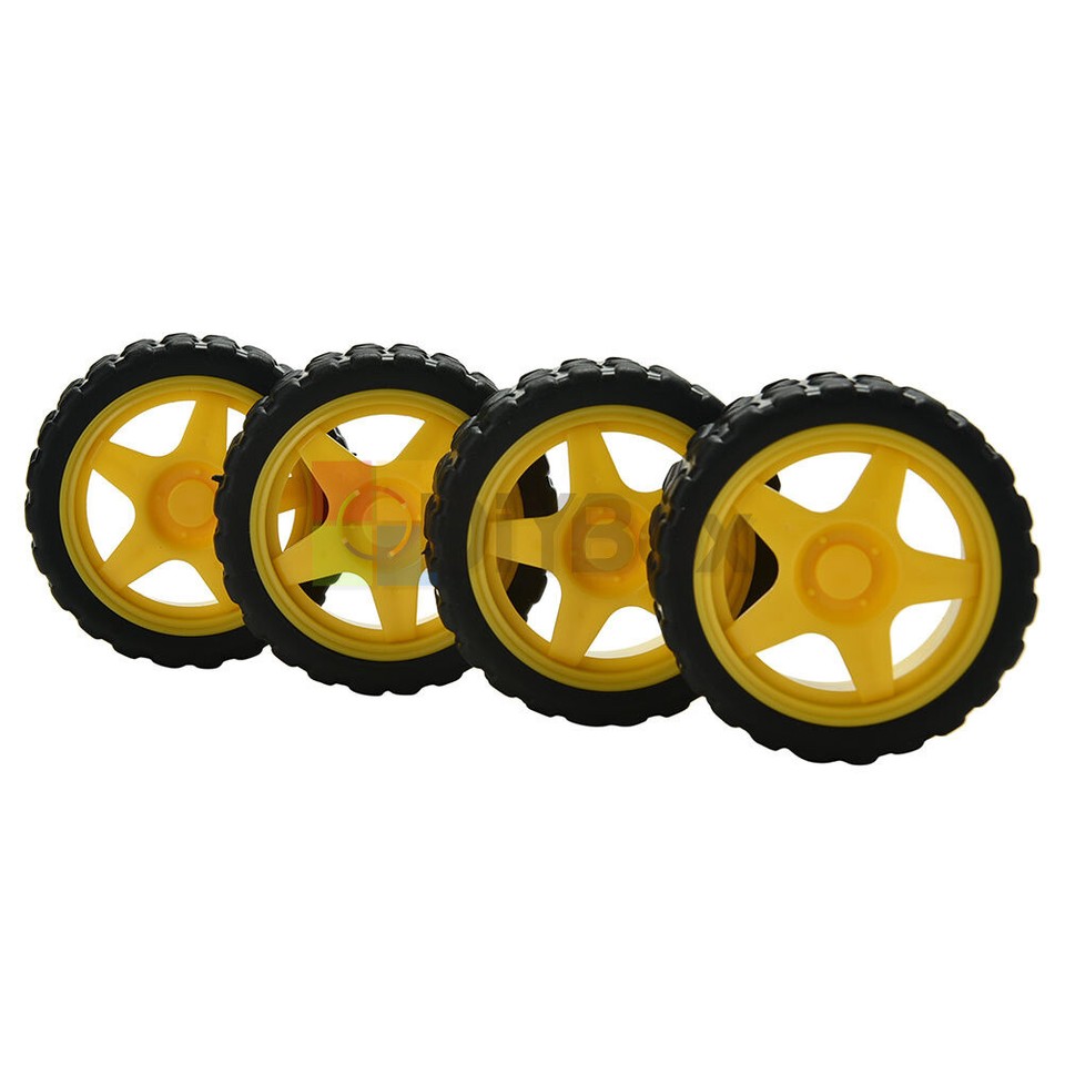 4PCS Small Smart Car Model Robot Tire Wheel Plastic 65x26mm For Arduino ...