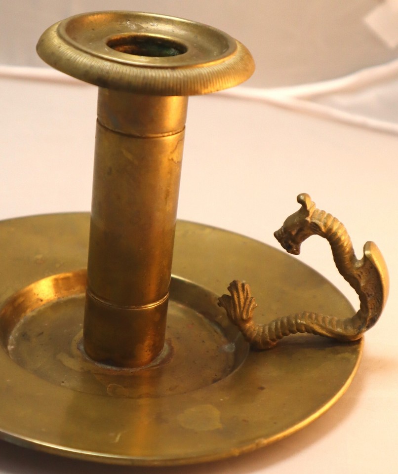 Brass Dragon Candlestick Bradley & Hubbard Candle Holder Chamberstick ...