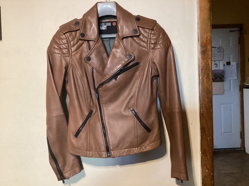 Women’s William Rast 100% Lamb Leather Moto Jacket Brown EUC Size M | eBay