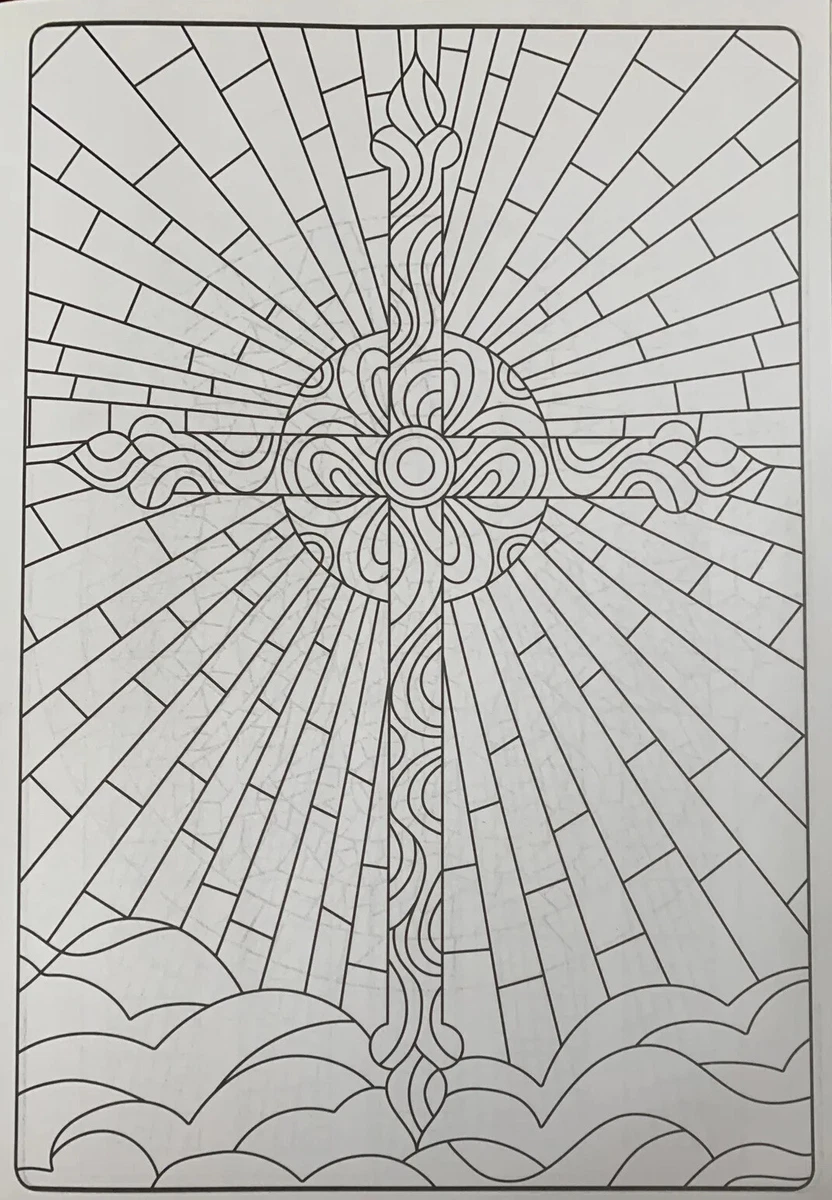 Stained Glass Cross Coloring Pages