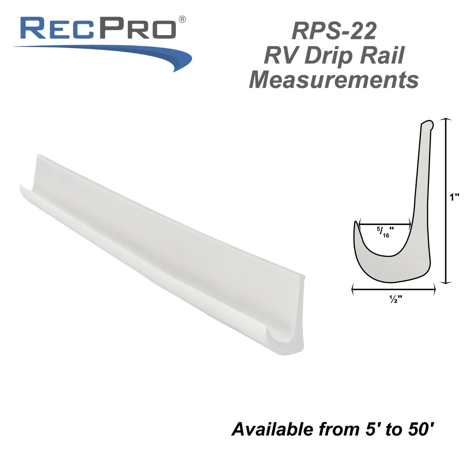 RV Rain Gutter Trim Flexible PVC with Strong Adhesive Tape White Made ...