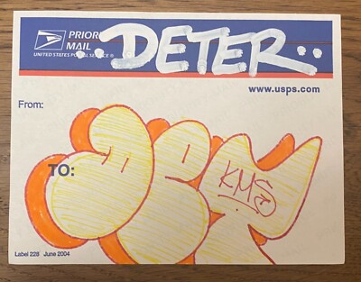 Det KMS Signed hand drawn USPS Sticker Urban Graffiti Street Art | eBay