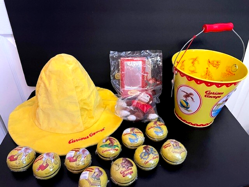 Curious George - Large Lot of Collectibles - Hat/Yo yo's/Tin Bucket ...
