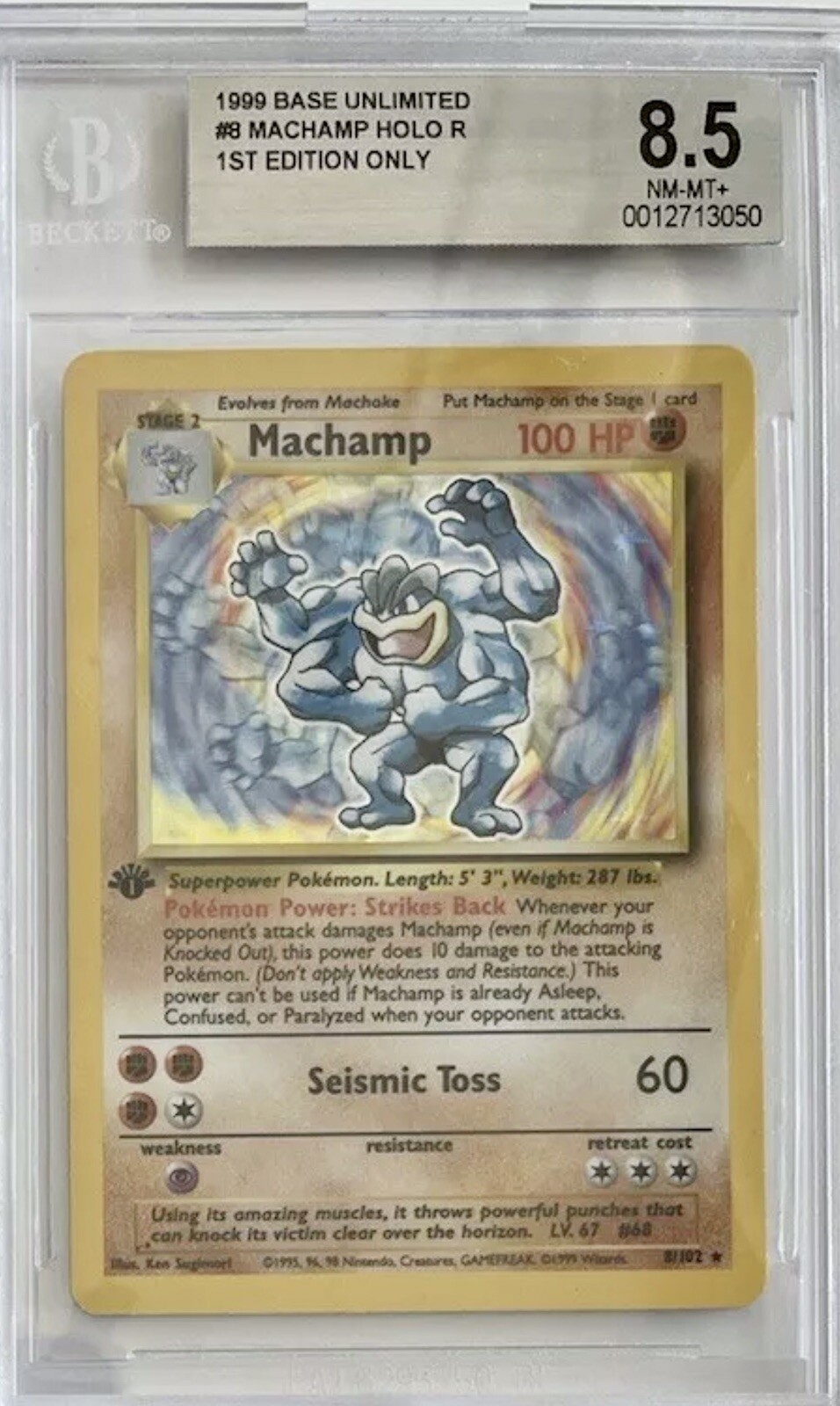Pokémon Base Set Machamp 1st edition - Holo BGS 8.5 NM-MT+ | eBay