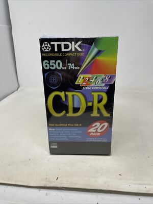 TDK CD-R 20 Pack Recordable Compact Discs w/ Jewel Cases 650MB 74 ...