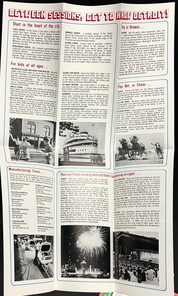1970s Detroit Michigan Fun Or Business Tourist Guide Vintage Travel ...
