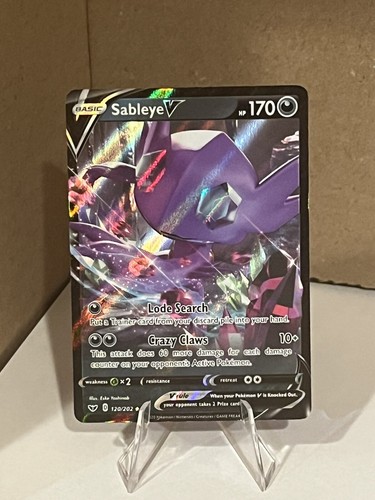 Pokemon TCG Sableye V 120/202 Sword & Shield Base Half Art Ultra Rare ...