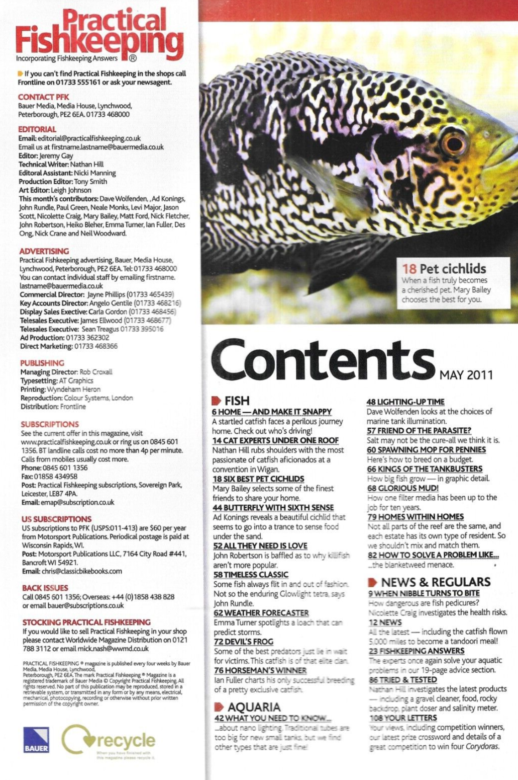 Practical Fishkeeping Magazine Killifish Cichlids Easy Ponds Reef ...