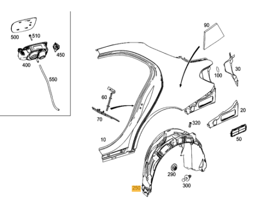 Genuine Mercedes-Benz C W205 Rear Fender Inner Liner Right A2056900830 ...