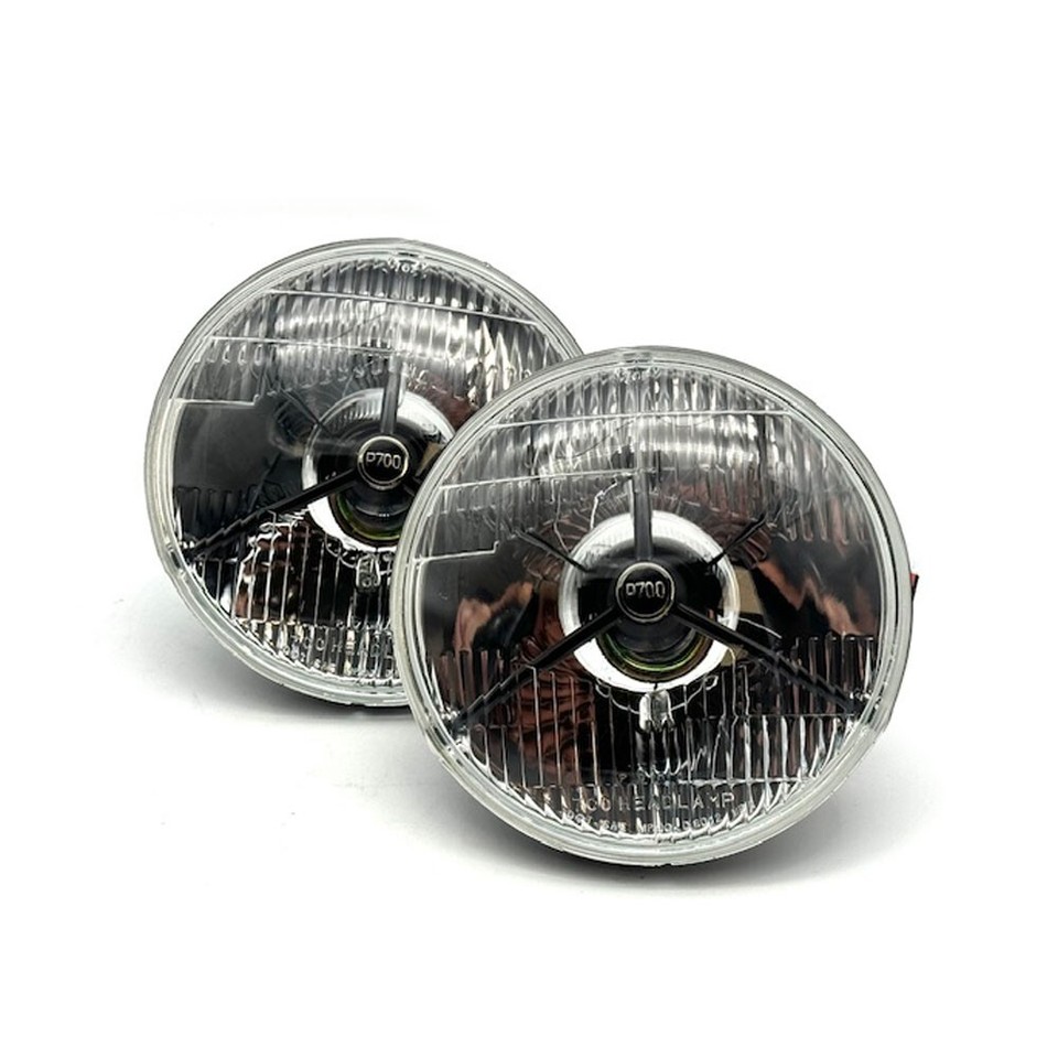 7" P700 BLACK TRIPOD H4 Conversion Halogen Headlamp Headlight Pair ...