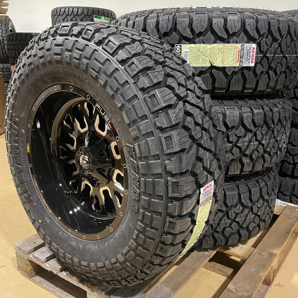 20x10 Fuel D611 Stroke Black Wheels Rims AT 37" Tires 6x135 Ford F150 ...